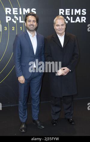 Arnaud Robinet, Bürgermeister der Stadt Reims, und Bruno Barde nahmen ...