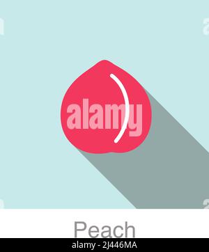 Pfirsich Symbol, Vector Illustration. Flaches Design Stil. vector peach ...