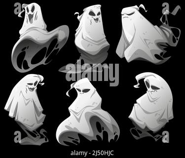 Gruselige Geister, Geister, gruselige halloween-Figuren, isoliert auf ...