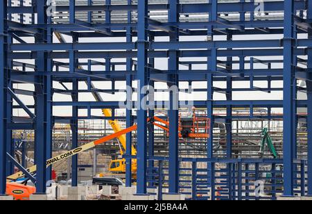 Leuna, Deutschland. 20. April 2022. Auf der Baustelle der zukünftigen ...