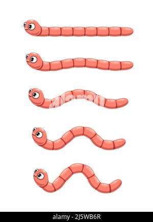 Zeichentrickfilm-lustiger Wurm. Animation des Regenwurms. Fröhliche ...