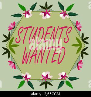 Inspiration zeigt Zeichen Studenten gesucht. Konzeptionelle Foto Liste ...