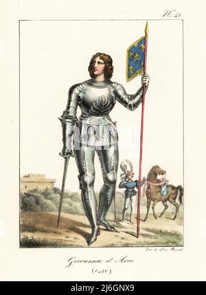 Johanna von Orléans (Jeanne d ' Arc: c.1412-1431). Detail aus einem ...