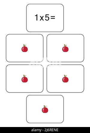 Multiplizierungstabelle von 4. Math-Karte mit einem Beispiel, Zeichnung ...