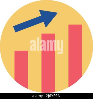 Wachsende Balkendiagramm Symbol im Comic-stil. Pfeil vektor Cartoon ...