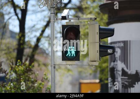 Ampel in Wien mit Ampelpärchen - Ampel in Wien mit zwei Ampeln ...