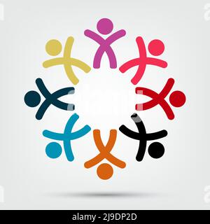 Vektor-Grafik-Gruppe Verbindung Logo.Acht Menschen im Kreis.Logo Team ...