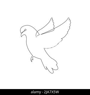 Kontinuierliche eine Linie Zeichnung Taube Vogel. Logo der fliegenden ...