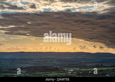 Blick vom Tregonning Hill in West Cornwall, England. Bilder, die kurz ...