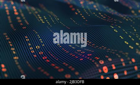 Wellen von Computercode. Big Data mit Binärcode. Internet-Technologien ...
