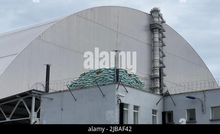 Russische Feuerpositionen auf dem Dach des Kernkraftwerks Tschernobyl ...