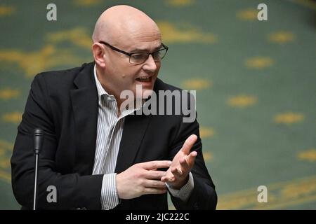 Kurt Ravyts von Vlaams Belang, dargestellt während einer Plenarsitzung der Kammer im ...