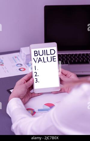 Schreiben mit Anzeige von Text Build Value. Die Geschäftsidee ist so effizient, dass sie nach ...
