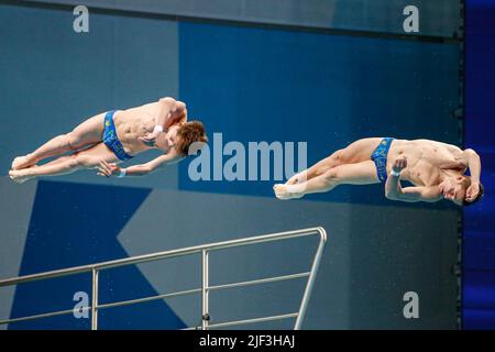BUDAPEST, UNGARN - 28. JUNI: Oleksii Sereda aus der Ukraine, Kirill ...