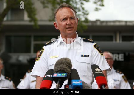 Dean Duthie, Polizeichef von Saanich, stellt ein Update über die ...