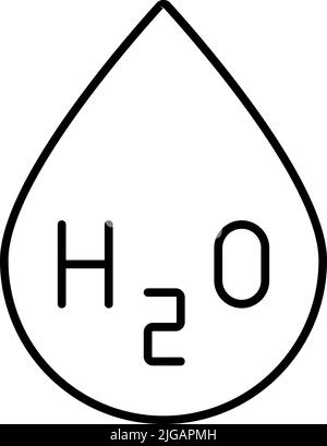 Wasser Formel dünne Linie Symbol, Chemikalien und Wasser, h2o drop ...