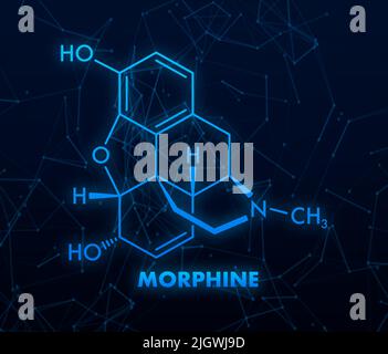 Morphin-Arzneimittelmolekül und -Formel, chemische Struktur des ...