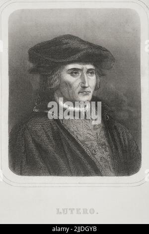 Martin Luther (1483-1546), Kupferstich aus dem Gemälde von Lucas ...