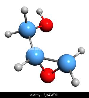3D-Bild der Ethylenoxid-Skelettformel - molekularchemische Struktur von ...