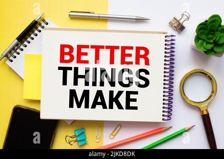 Wort schreiben Text Dinge besser machen. Business foto Präsentation tun ...