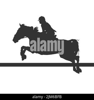 Springen zeigen. Pferdesport Pferd mit Jockey springen eine Hürde ...