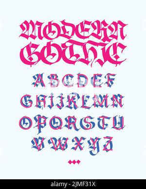 Gothic, Anzeige des englischen Alphabets. Vektor. Mittelalterliche lateinische Buchstaben ...