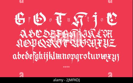 Gothic, Anzeige des englischen Alphabets. Vektor. Mittelalterliche lateinische Buchstaben ...