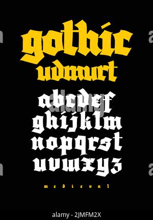 Gothic, Anzeige des englischen Alphabets. Vektor. Mittelalterliche lateinische Buchstaben ...