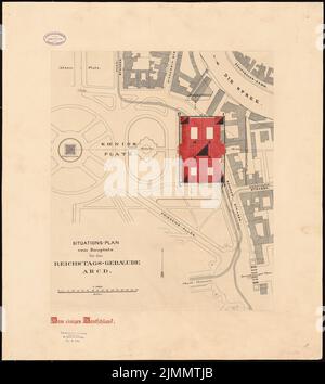 Bluntschli Friedrich (1842-1930), Reichstag, Berlin (1882): Perspektivansicht vom Brandenburger ...