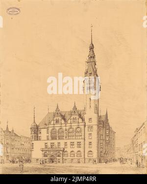 Grisebach Hans (1848-1904), Rathaus Wiesbaden (1882): Detail des ...