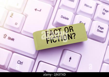 Inspiration, die Zeichen Tatsache oder Fiktion zeigt. Geschäftsidee ist ...