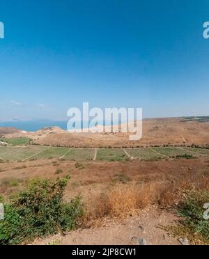 Aussichtspunkt mit Blick auf die antike Stätte von Hippos und den See ...