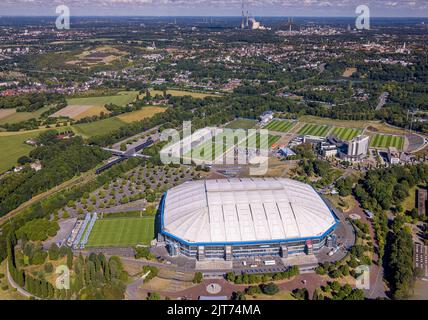 Luftaufnahme, VELTINS-Arena, Bundesliga-Stadion des FC Schalke 04, Erle, Gelsenkirchen ...
