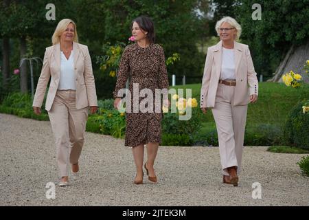 30. August 2022, Brandenburg, Meseberg: Nancy Faeser (l-r, SPD ...