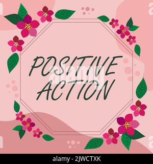 Hand schreiben Zeichen positive Aktion gute Einstellung gegen bestimmte ...