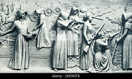 Reliefs auf dem Voortrekker Monument in Pretoria, Südafrika. Das ...