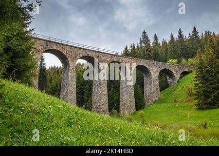 Das Viadukt von Chmaros, Steineisenbahnbrücke in der Nähe der Stadt ...