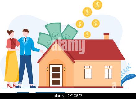 Hypothek-Vorlage Handgezeichnete Cartoon Flat Illustration des Begriffs ...