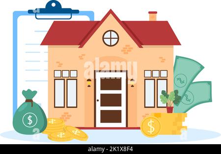 Hypothek-Vorlage Handgezeichnete Cartoon Flat Illustration des Begriffs ...