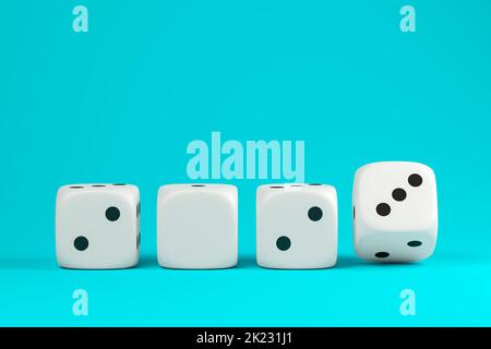 Würfel mit den Zahlen 2023 auf einem blauen Hintergrund 3 D Abbildung ...