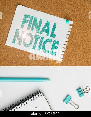 Inspiration zeigt Zeichen Schlusserklärung, Business Concept formale ...