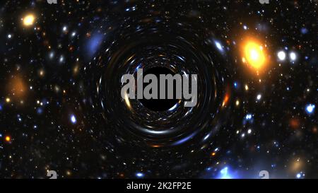 Weltraumtunnel mit Galaxie- und Nebulae-Simulation Stockfotografie - Alamy