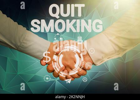 Konzeptuelle Bildunterschrift Stop Smoking. Konzept, das die ...