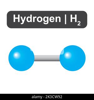 Molekulares Modell des Moleküls Wasserstoff (H2). Vektorgrafik Stock ...