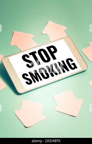 Konzeptuelle Bildunterschrift Stop Smoking. Konzept, das die ...