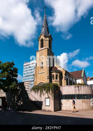 Freiburg, Schweiz - 31. August 2022: Panorama-Stadtbild der Stadt ...