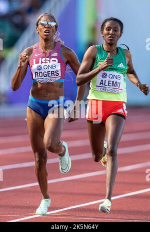 Raevyn Rogers aus den USA und Habitam Alemu aus Äthiopien treten bei ...