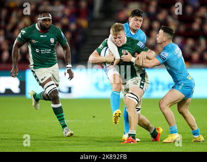 Tom Pearson, der Londoner Iren, wird vom Gloucester Rugby-Team Charlie ...