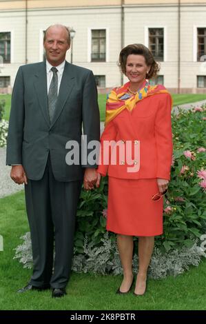 Oslo 19930816: Das norwegische Königspaar, König Harald und Königin ...