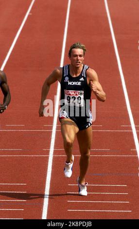 Budapest, Ungarn 19980818: Geir Moen ging mit der Zeit 10,40 während ...